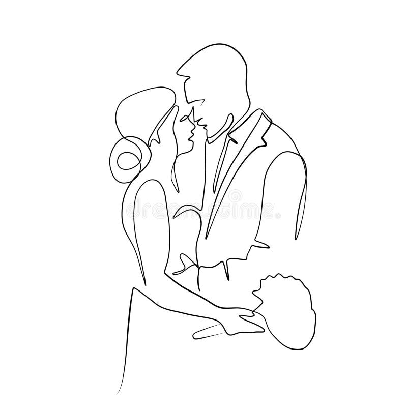 Continuous Drawing of Lines. Line Art of Kissing Lovers. Continuous ...