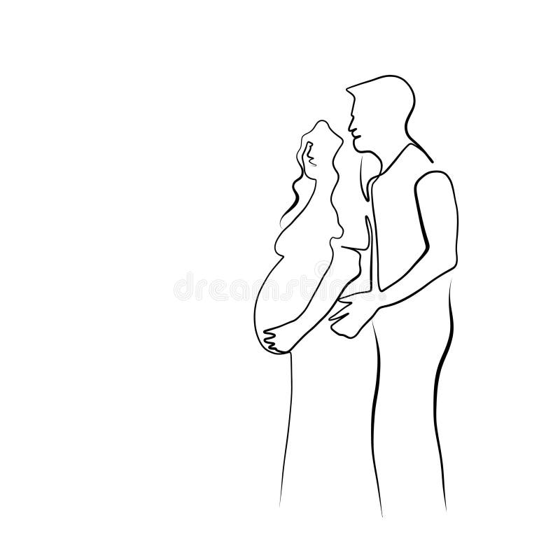 Continuous Drawing of Lines. Line Art Lovers, Couple, Pregnancy ...