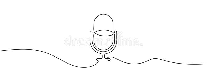 Continuous Drawing of Microphone. One Line Icon of Microphone Stock ...