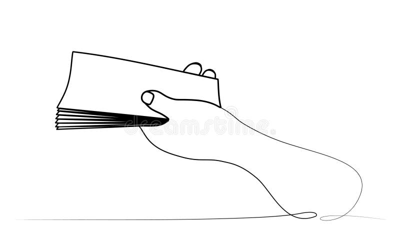 Continuous Drawing of Money in Hand with One Line Stock Vector ...