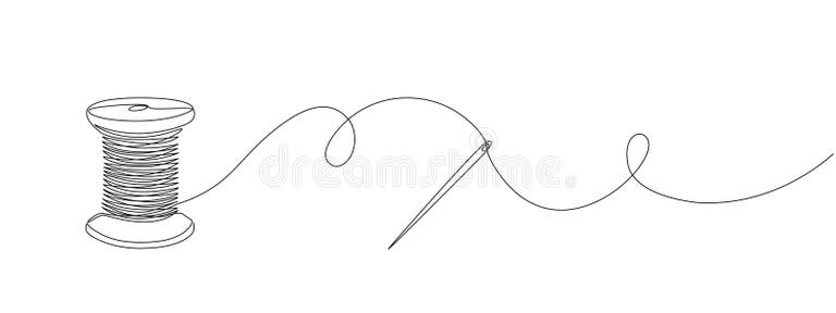 Continuous Drawing of One Editable Line of Thread Spool and Sewing ...