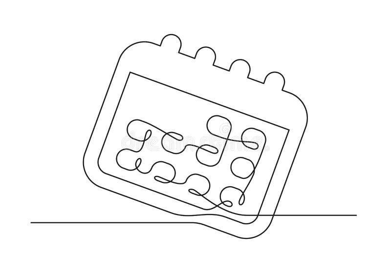 Calendar Continuous Line Drawing Stock Illustrations – 628 Calendar ...