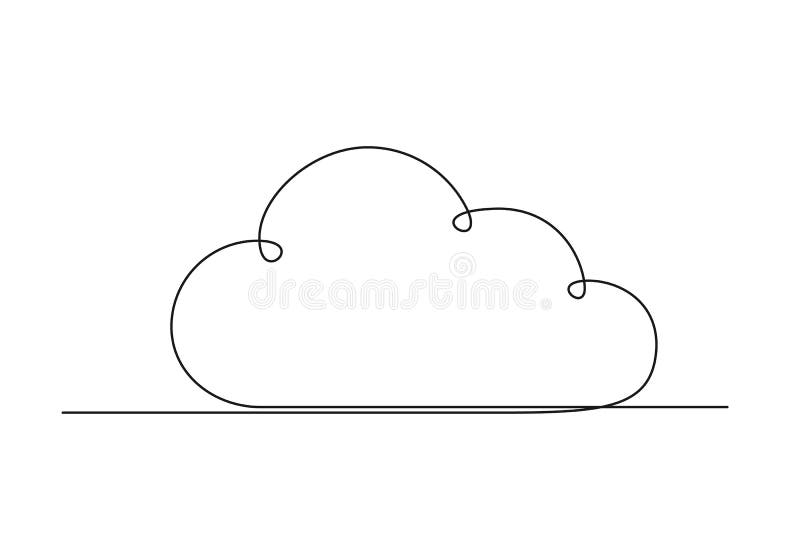 Continuous Drawing of One Line of an Cloud Stock Vector - Illustration ...