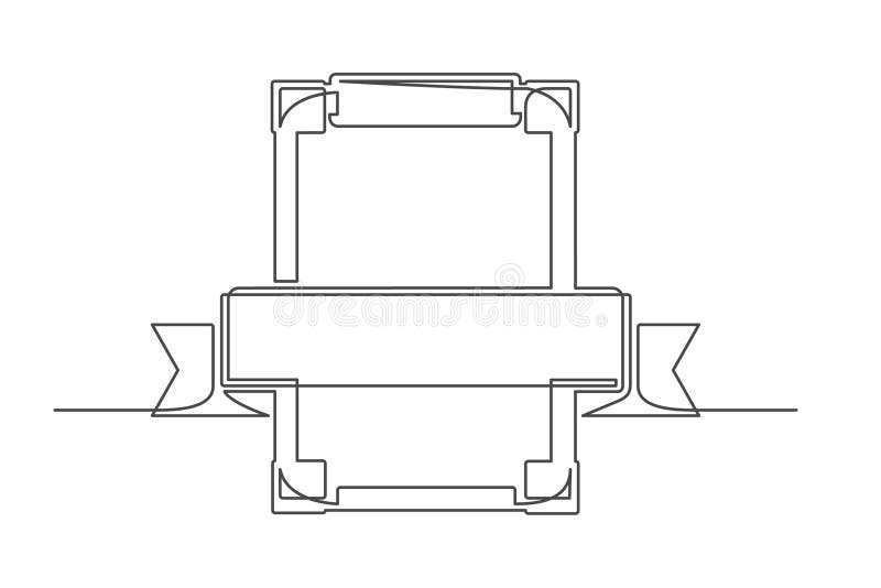 Continuous Drawing of One Line of a Document and Ribbon Banner Stock ...