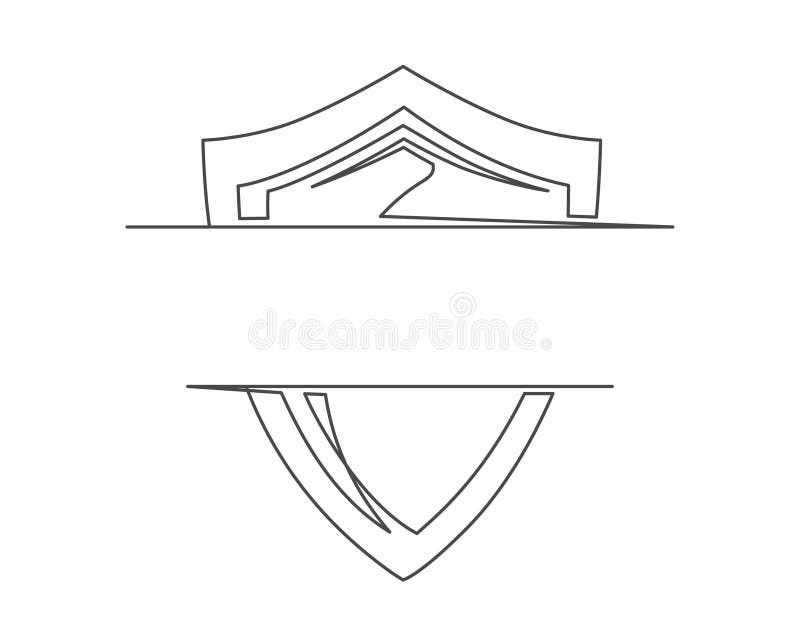 Continuous Drawing of One Line of a Shield Stock Illustration ...