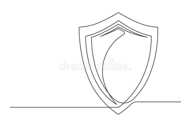 Continuous Drawing of One Line of a Shield Stock Illustration ...