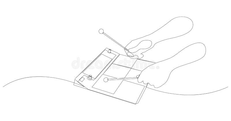 Continuous Drawing of a Person Playing Electronic Drum Pad with Sticks ...
