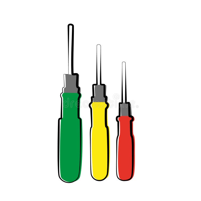 Continuous Drawing of a Screwdriver with One Line. Stock Illustration ...