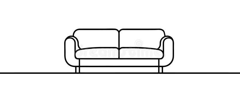 Continuous Drawing of a Sofa, Front View. Modern Sofa in One Continuous ...