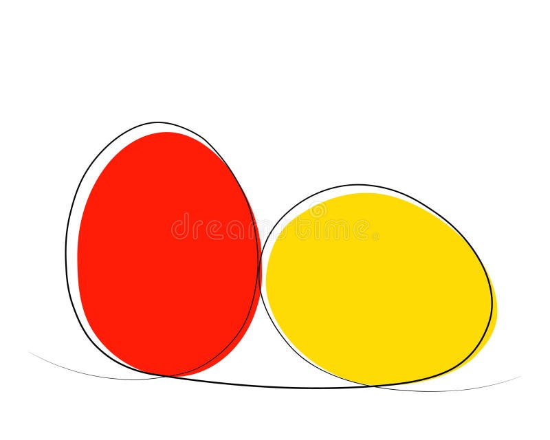 Continuous Drawing of Two Easter Eggs. Vector Image Eggs in One Line ...