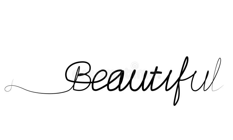 Continuous Drawing of the Word Beautiful in One Line. Vector Stock ...