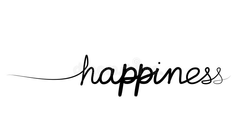 Continuous Drawing of the Word Happiness in One Line. Vector Stock ...