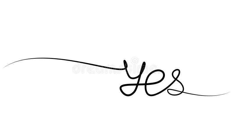 Continuous Drawing of the Word Yes in One Line. Stock Vector ...