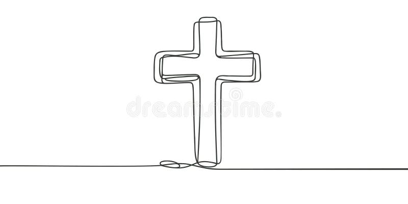 Continuous Drawn One Line of the Cross. Vector Illustration Stock ...