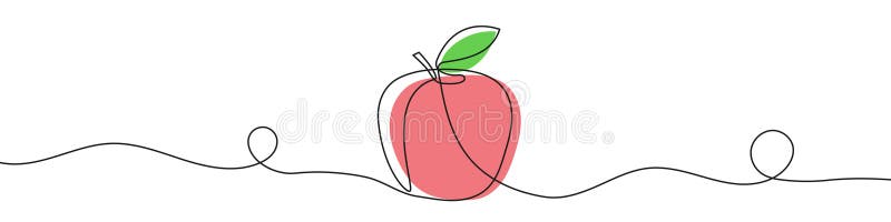 Continuous Editable Drawing of Apple Icon. Red Apple Symbol in One Line ...