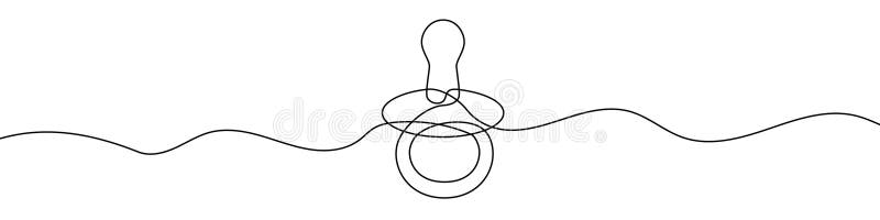 Continuous Editable Drawing of Baby Pacifier. One Line Drawing Baby ...