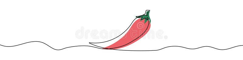 Continuous Editable Drawing of Chili Pepper Icon. Chili Pepper Symbol ...