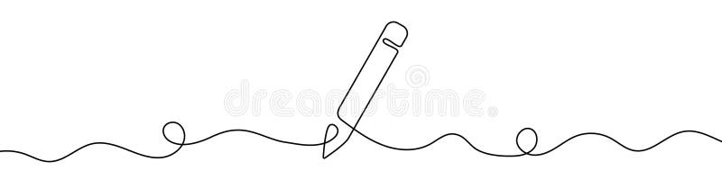 Continuous Editable Drawing of Pencil. One Line Drawing Pencil Icon ...