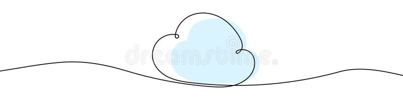 Continuous Editable Line Drawing of Cloud. One Line Drawn Cloud. Cloud ...