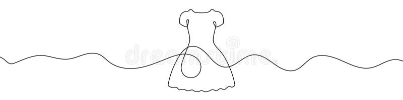Continuous Editable Line Drawing of Dress. Single Line Dress Icon ...