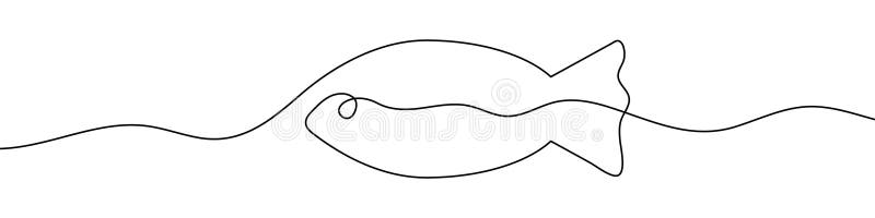 Continuous Editable Line Drawing of Fish. One Line Drawing of Fish Icon ...