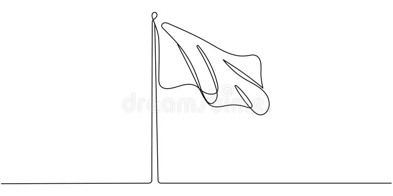 Continuous Editable Line Drawing of Flag. One Line Drawing of Flag Icon ...