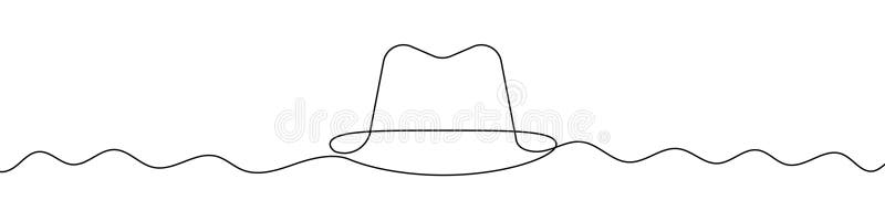 Continuous Editable Line Drawing of Hat. Single Line Hat Icon. Stock ...