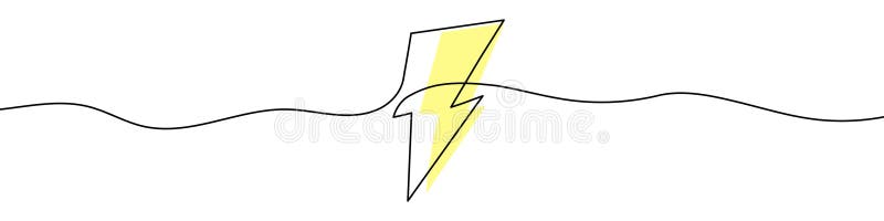 Continuous Editable Line Drawing of Lightning Icon. One Line Drawn ...