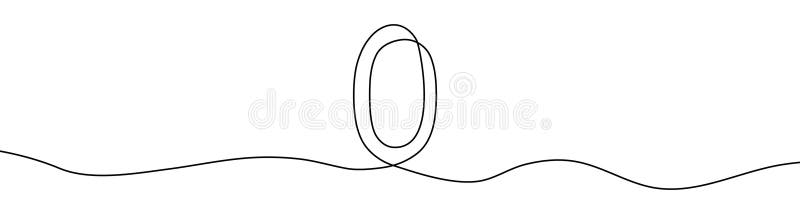 Continuous Editable Line Drawing of Number 0. One Line Drawing of ...