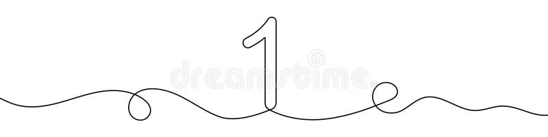 Continuous Editable Line Drawing of Number 1. One Line Drawing of ...