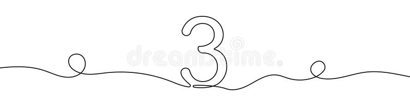 Continuous Editable Line Drawing of Number 3. One Line Drawing of ...
