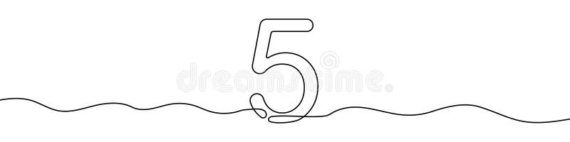 Continuous Editable Line Drawing of Number 5. One Line Drawing of ...