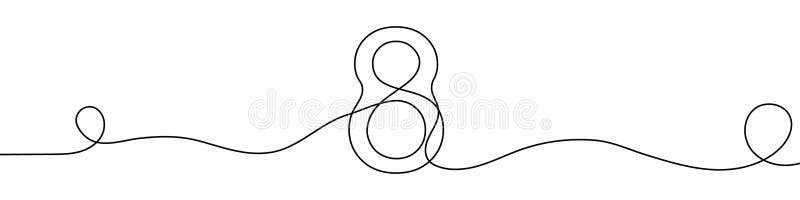 Continuous Editable Line Drawing of Number 8. One Line Drawing of ...