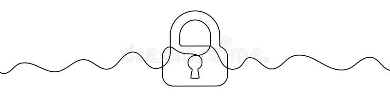 Continuous Editable Line Drawing of Padlock. Single Line Padlock Icon ...