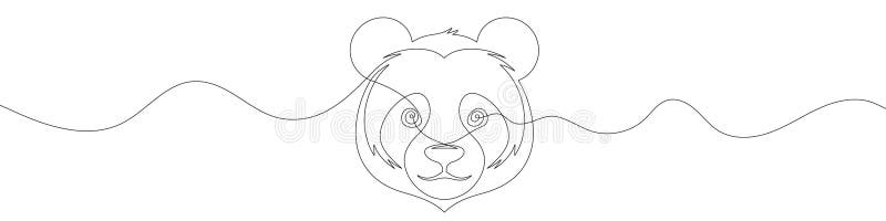 Continuous Editable Line Drawing of Panda Head. Panda Head Icon in One ...