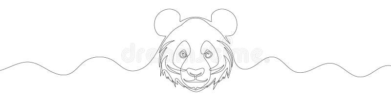 Continuous Editable Line Drawing of Panda Head. Panda Head Icon in One ...