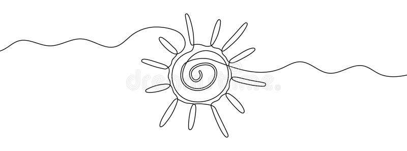 Continuous Editable Line Drawing of Sun. Single Line Sun Icon Stock ...