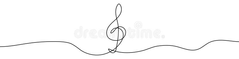 Continuous Editable Line Drawing of Treble Clef. One Line Drawing of ...