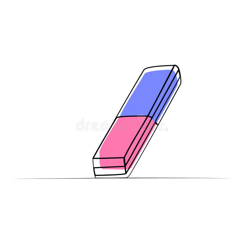 Continuous Eraser Drawing in One Line Stock Vector - Illustration of ...