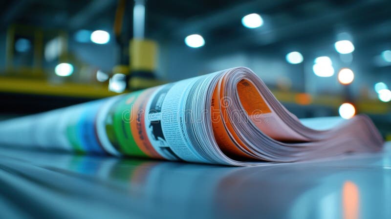 Continuous Feed Offset Printing Machine with a Large Roll of Paper in a ...