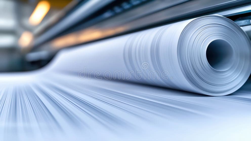 Continuous Feed Printing Machine Processing Background Large Roll of ...