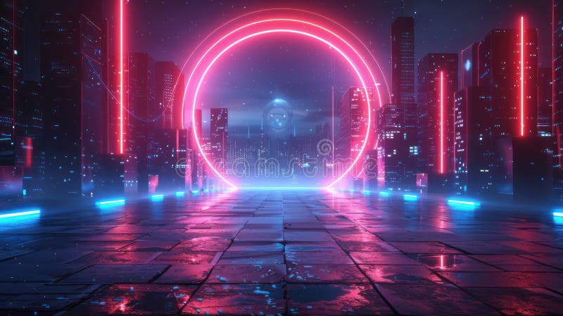 Continuous Feedback Loop - Neon Retro Sci-Fi Cinematic Background Stock ...