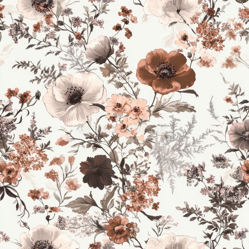 Continuous Floral Design with Hibiscus, Perfect for Use in Surface ...