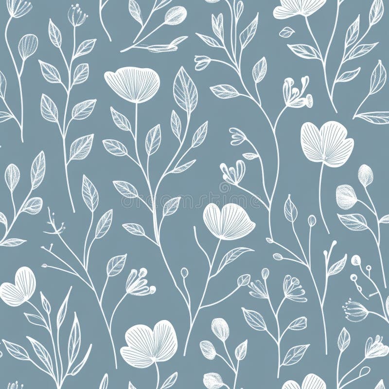 A Continuous Floral Pattern, Incorporating Flower Designs and Elements ...
