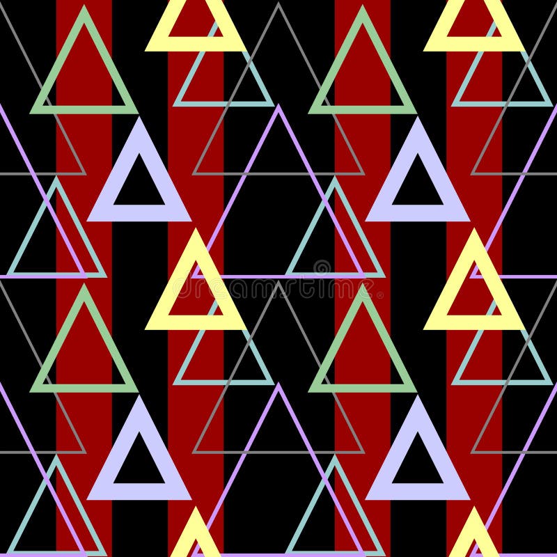 Continuous Geometric Pattern on Striped Background, Black and Red ...