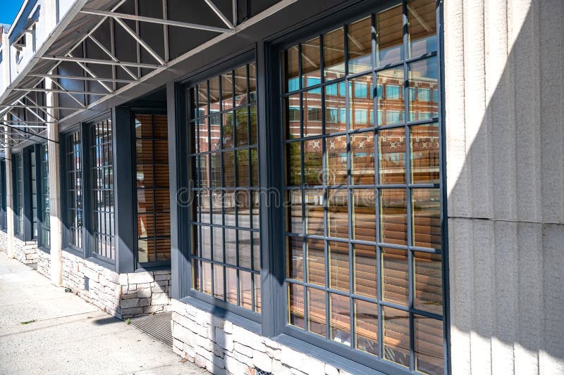 Continuous Glazing of the Cafe Wall. Large Window in a Modern Building ...