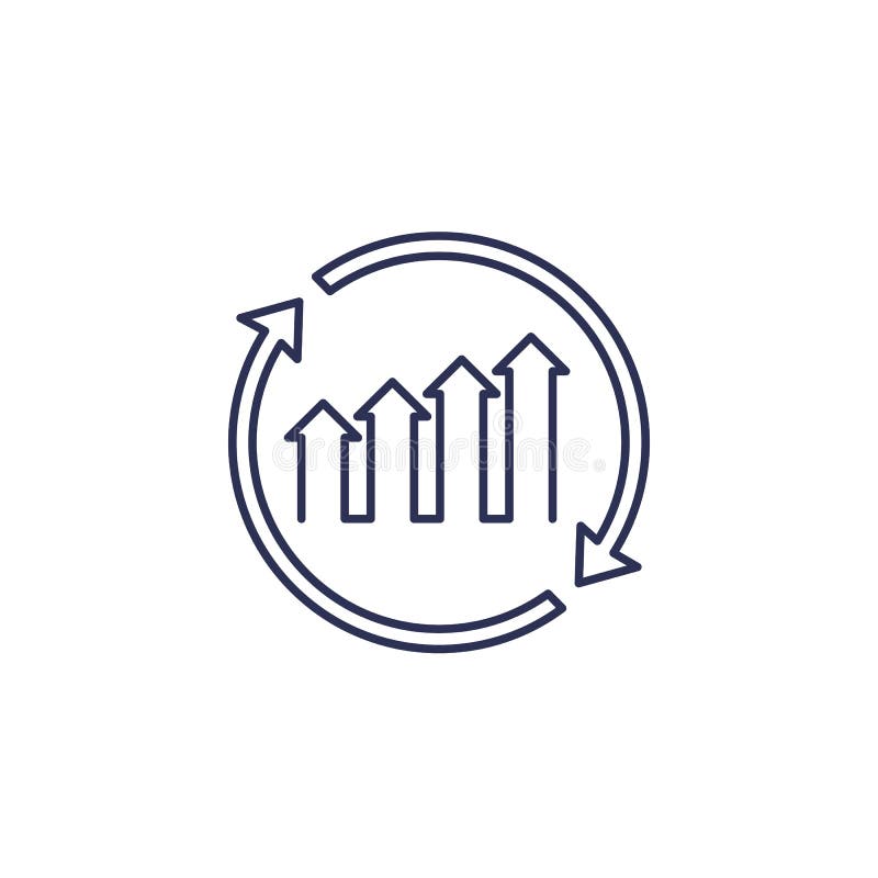Continuous Growth Icon, Line Vector on White Stock Vector ...