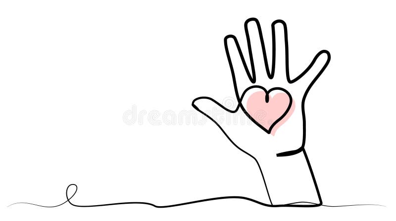 Continuous Hand Love Drawing with One Line. Vector Stock Illustration ...