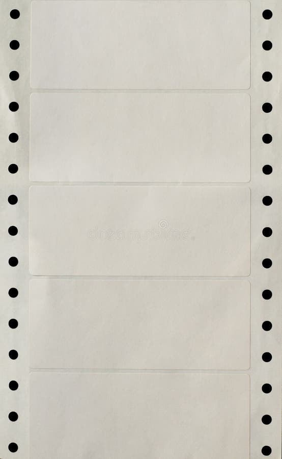 Continuous Hole Punched Strip of Printer Labels Stock Photo - Image of ...