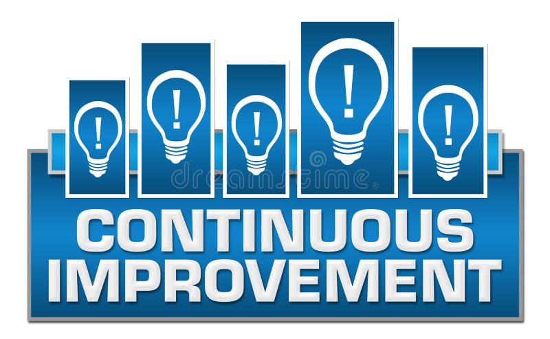 Continuous Improvement Blue Boxes on Top Bulbs Stock Illustration ...